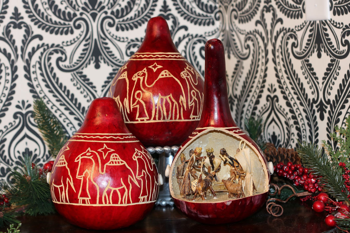 Hand Crafted West African Calabash Nativity Scene – DownWest.us